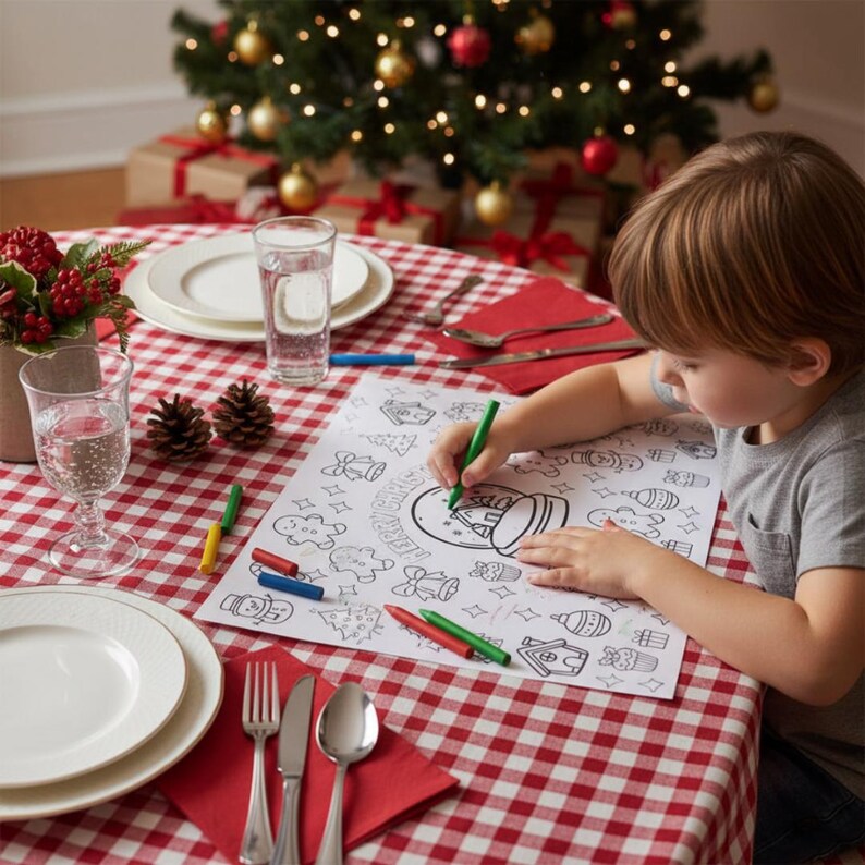 Christmas Coloring Placemat for Kids | A3 Printable Activity Mat ...