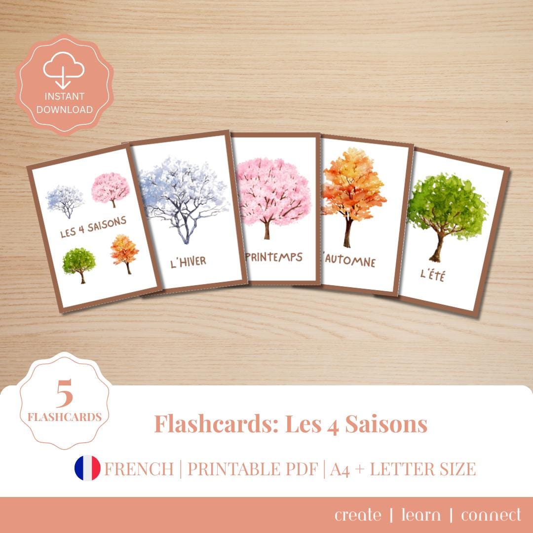 French Seasons Flashcards | Les Saisons De L’année | Printable Cards ...