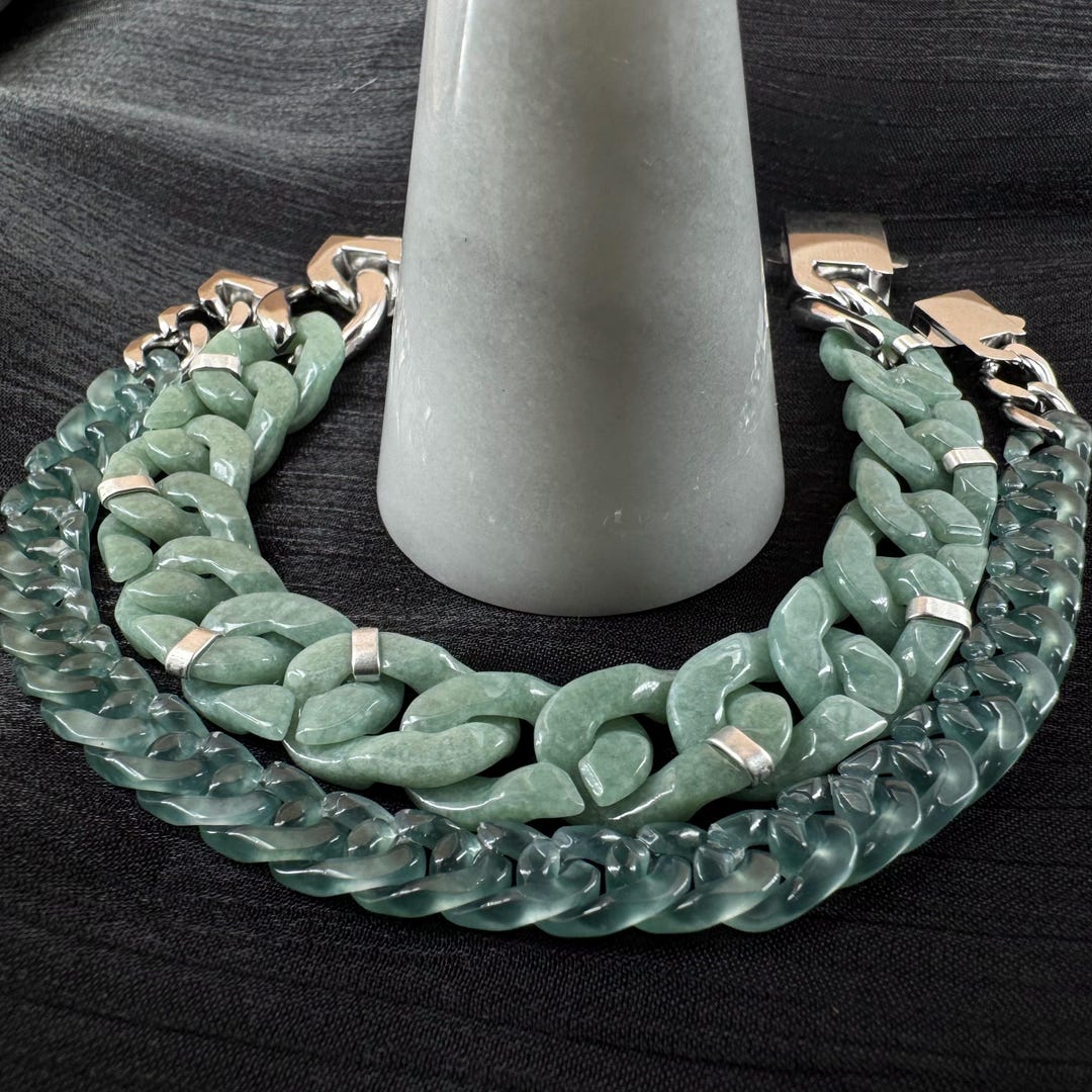 Icy Jade Cuban Chain Bracelet, Natural Jade Cuban Bracelet — Six Styles ...