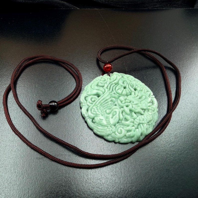 A Grade Jadeite Dragon & Phoenix Pendant Necklace – Handcrafted - Etsy