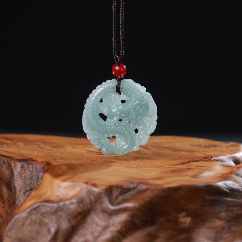 Natural Grade A Jade Dragon Pendant | Light Green Jadeite Carving With ...