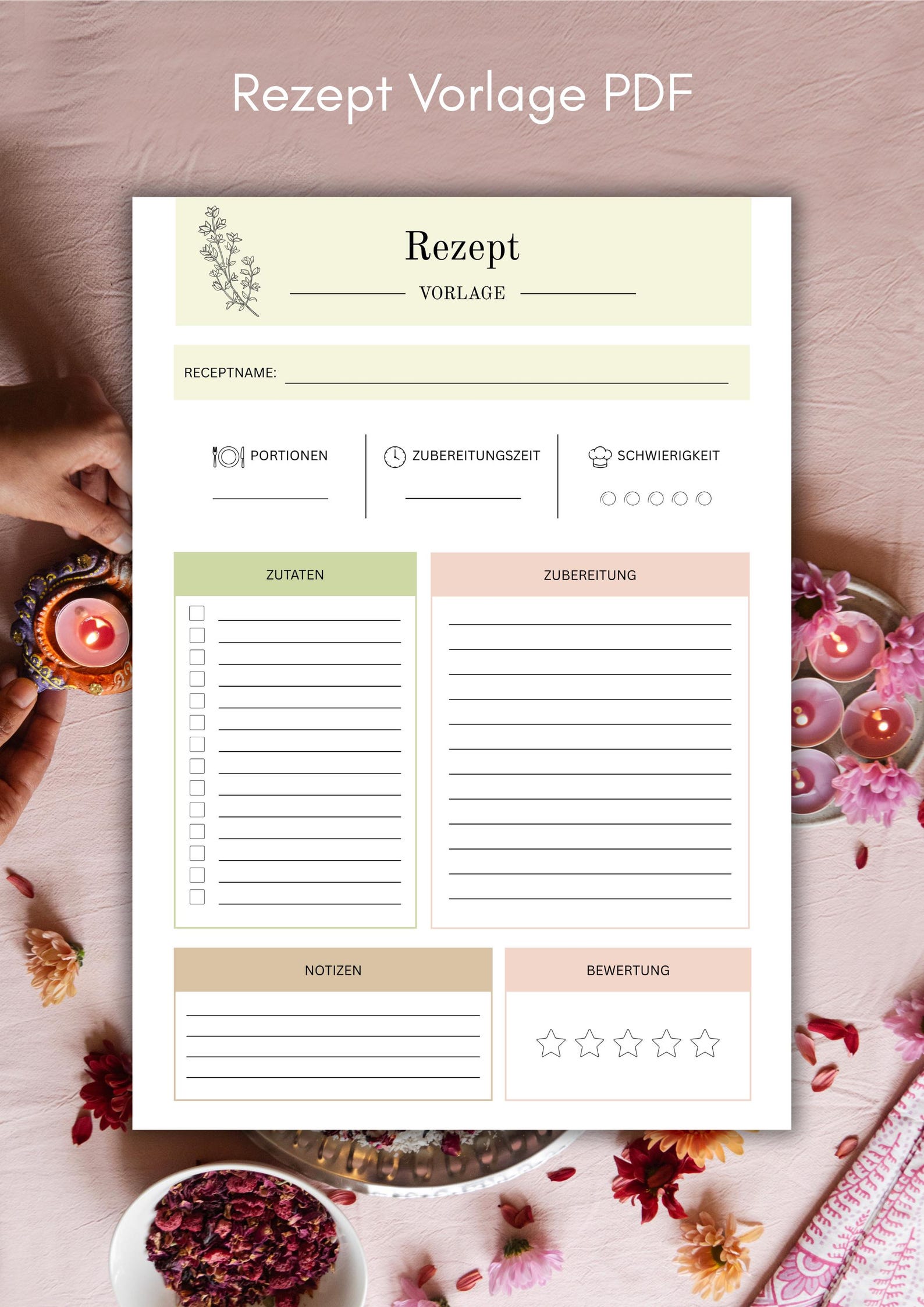 Minimalist Recipe Template PDF / Printable Recipe Planner / Meal ...