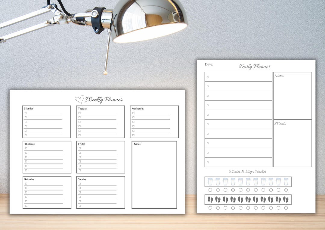 Daily & Weekly Planner Bundle / Printable Productivity Set / Daily ...