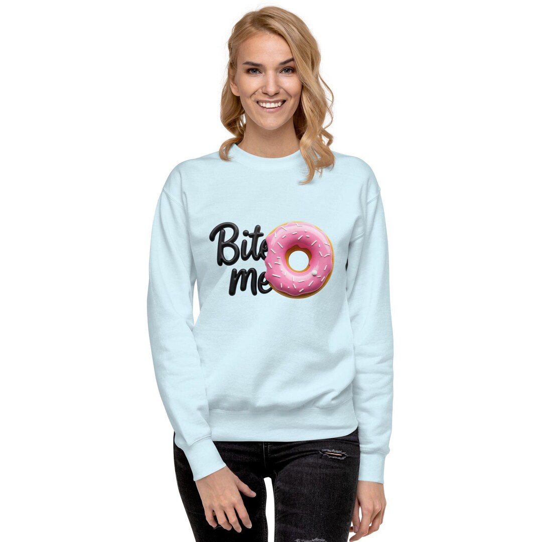 Playful Sweater Featuring a Cute Donut Illustration With Bite Me Text ...