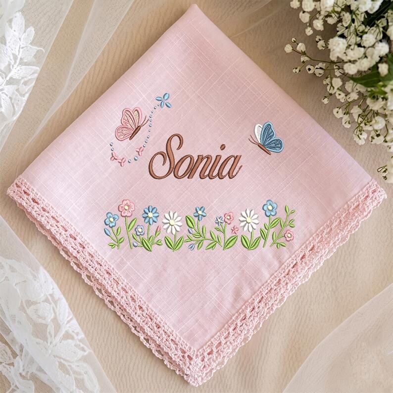 Custom Name Embroidery Design, Butterfly Floral Pattern, Wildflower ...