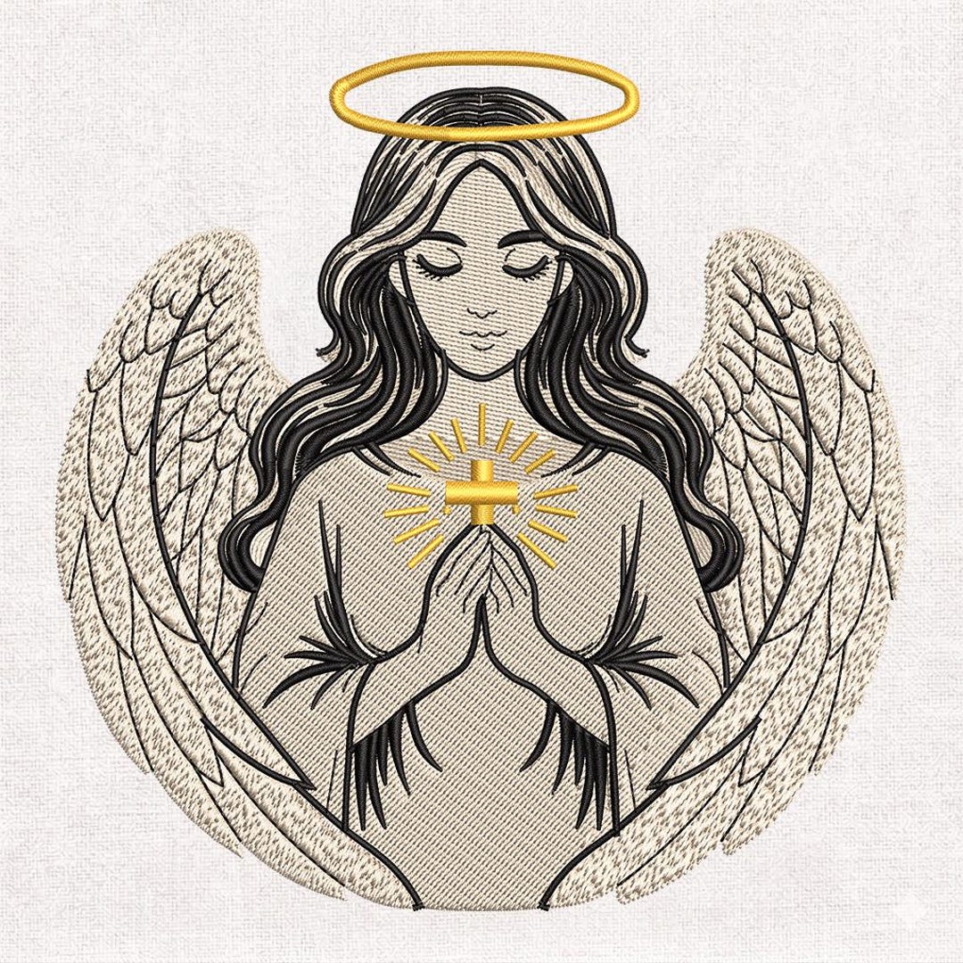 Praying Angel Embroidery Design, Guardian Angel Machine File, Religious ...