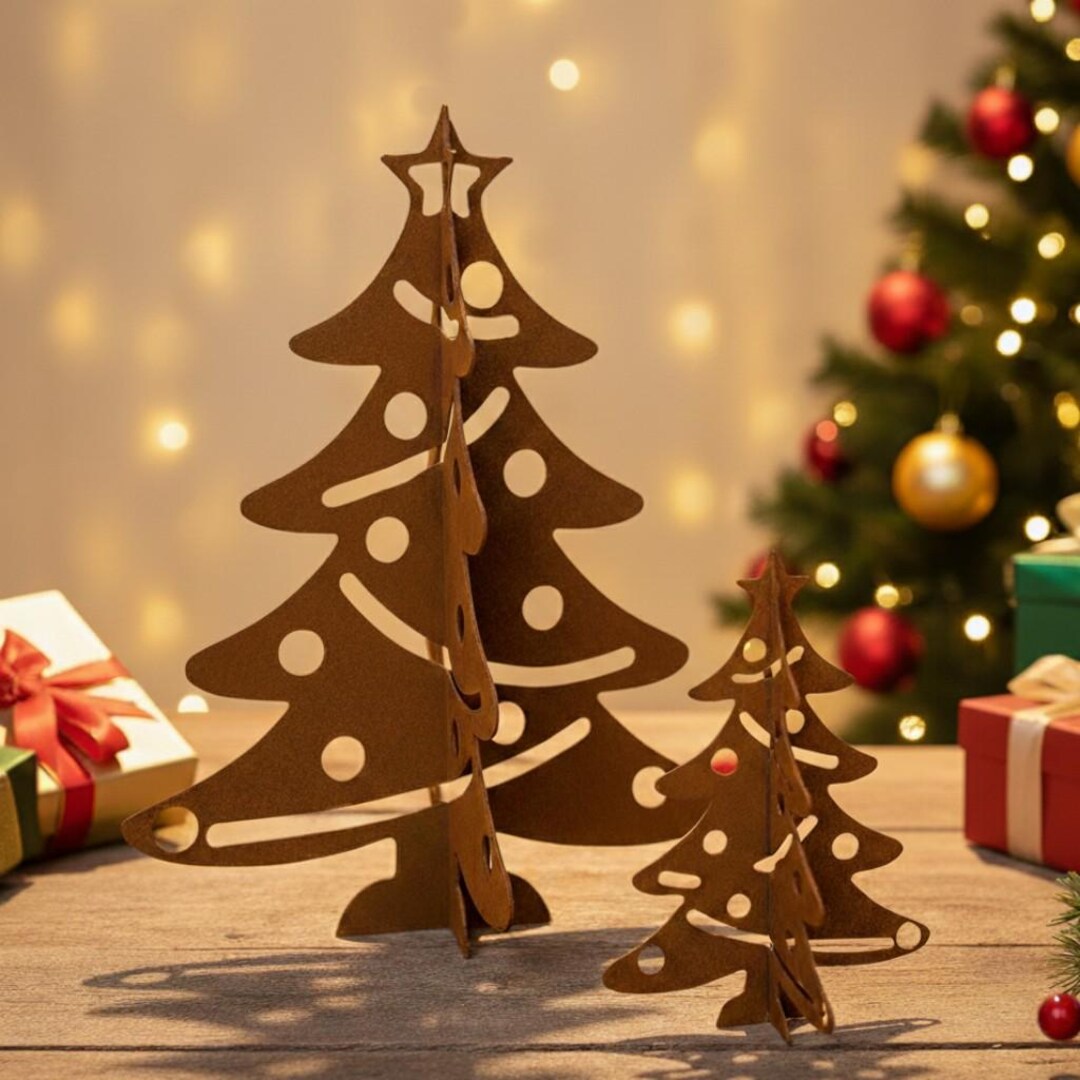 Rustic Metal Christmas Tree Decor – Farmhouse Holiday Tabletop ...