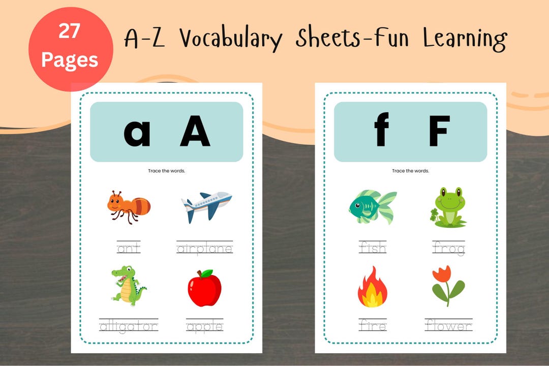 A-Z Alphabet Vocabulary Worksheets | Vocabulary Practice Page for Kids ...