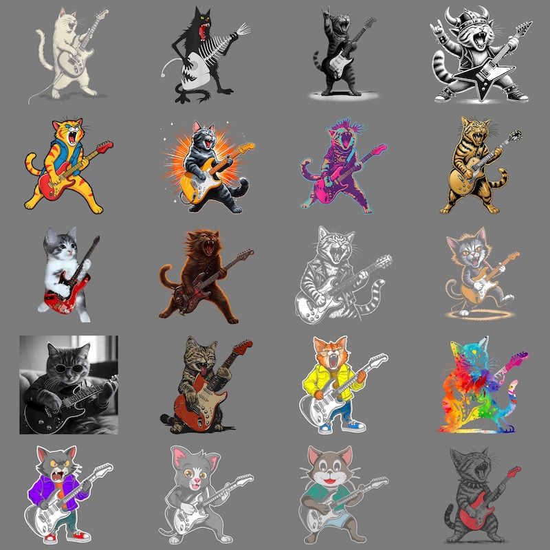 Cat Rock Playing Guitar - Etsy