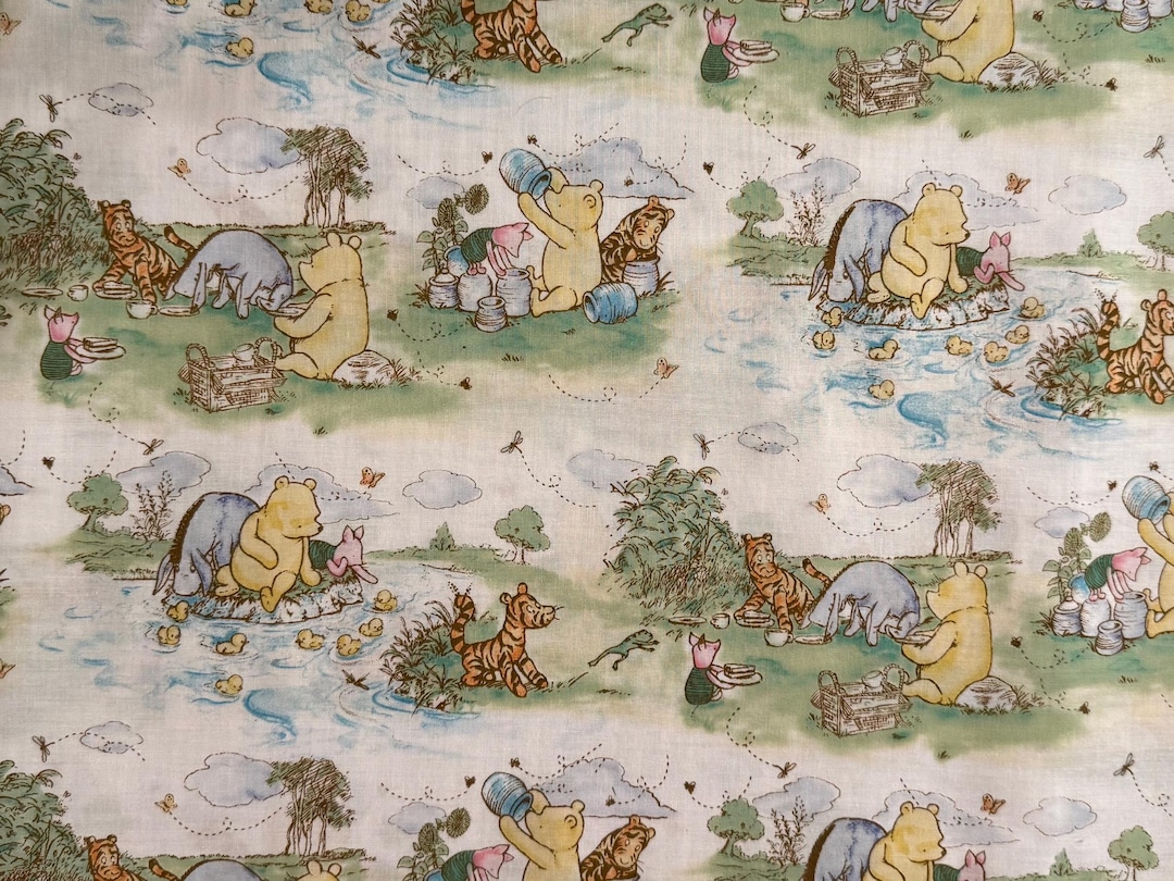 Classic Winnie the Pooh Scenic Picnic Cotton Fabric Fat Quarter HTF - Etsy