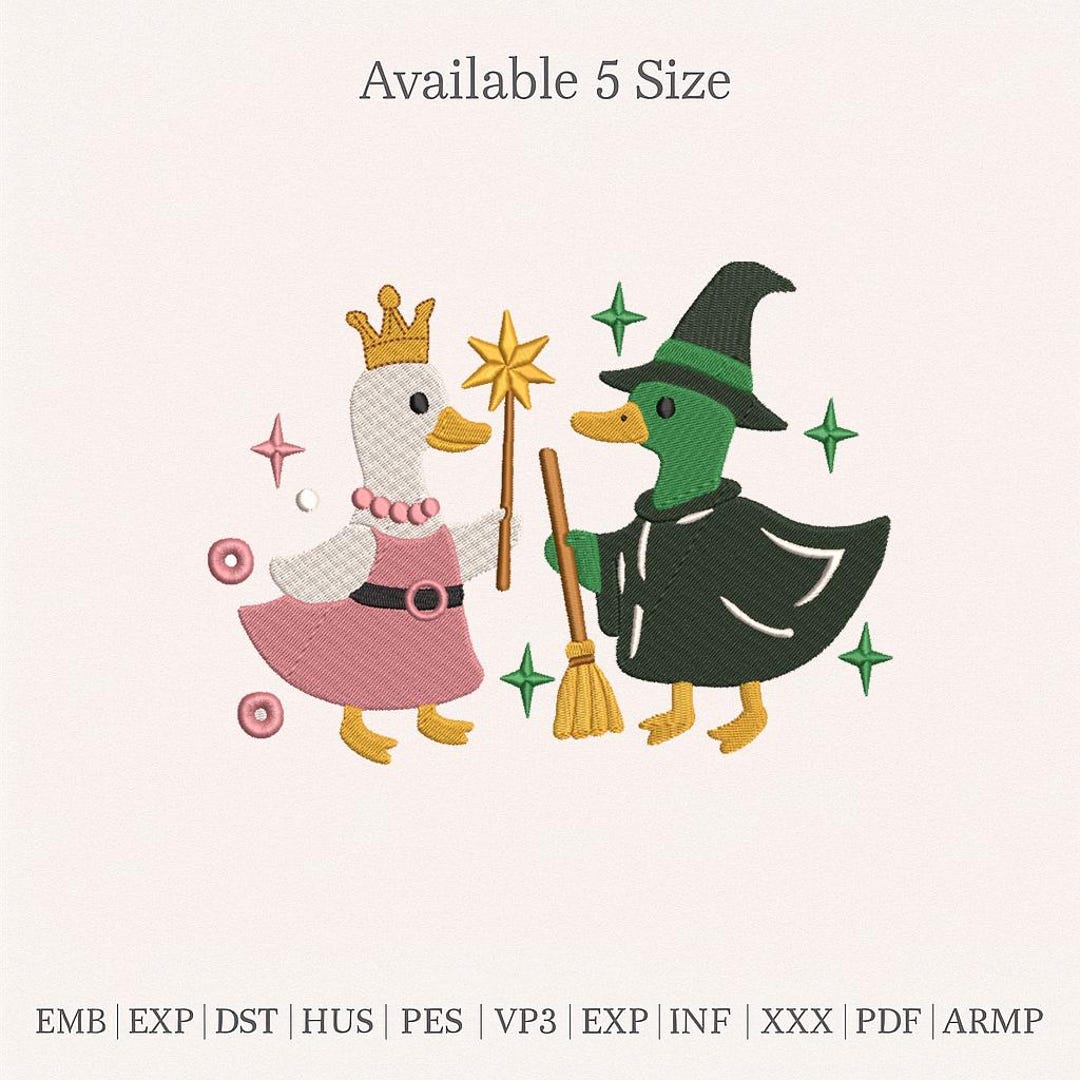 Princess Duck Witch Duck Embroidery Design, Fairytale Duck Machine ...