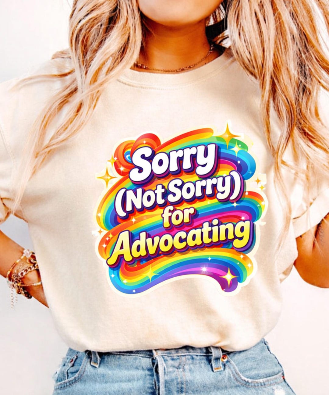 Sorry Not Sorry for Advocating PNG: Funny Retro Rainbow Activism Quote ...