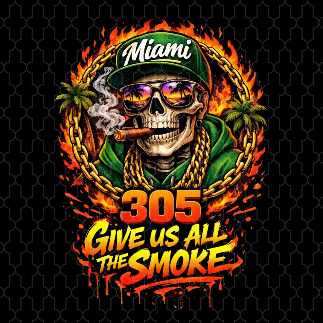 Miami 305 Skeleton PNG, Urban Graffiti Skull Quote Art Png Dade County ...
