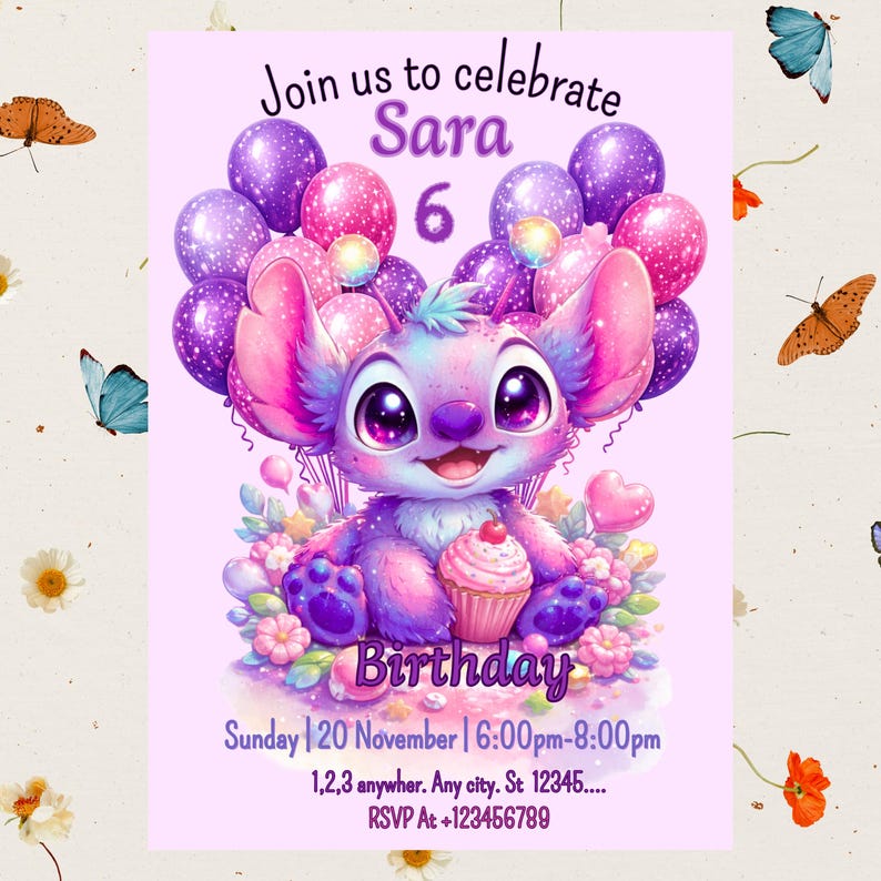 Editable Stitch Birthday Invitation | Cute Stitch Party Invite ...