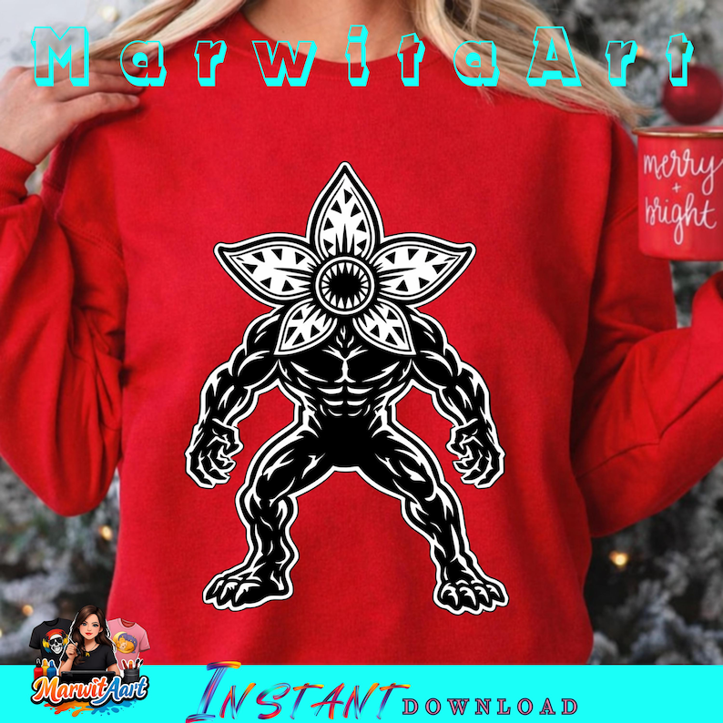 Demogorgon Floral-head Monster Embroidery PNG: Creepy Horror Creature ...