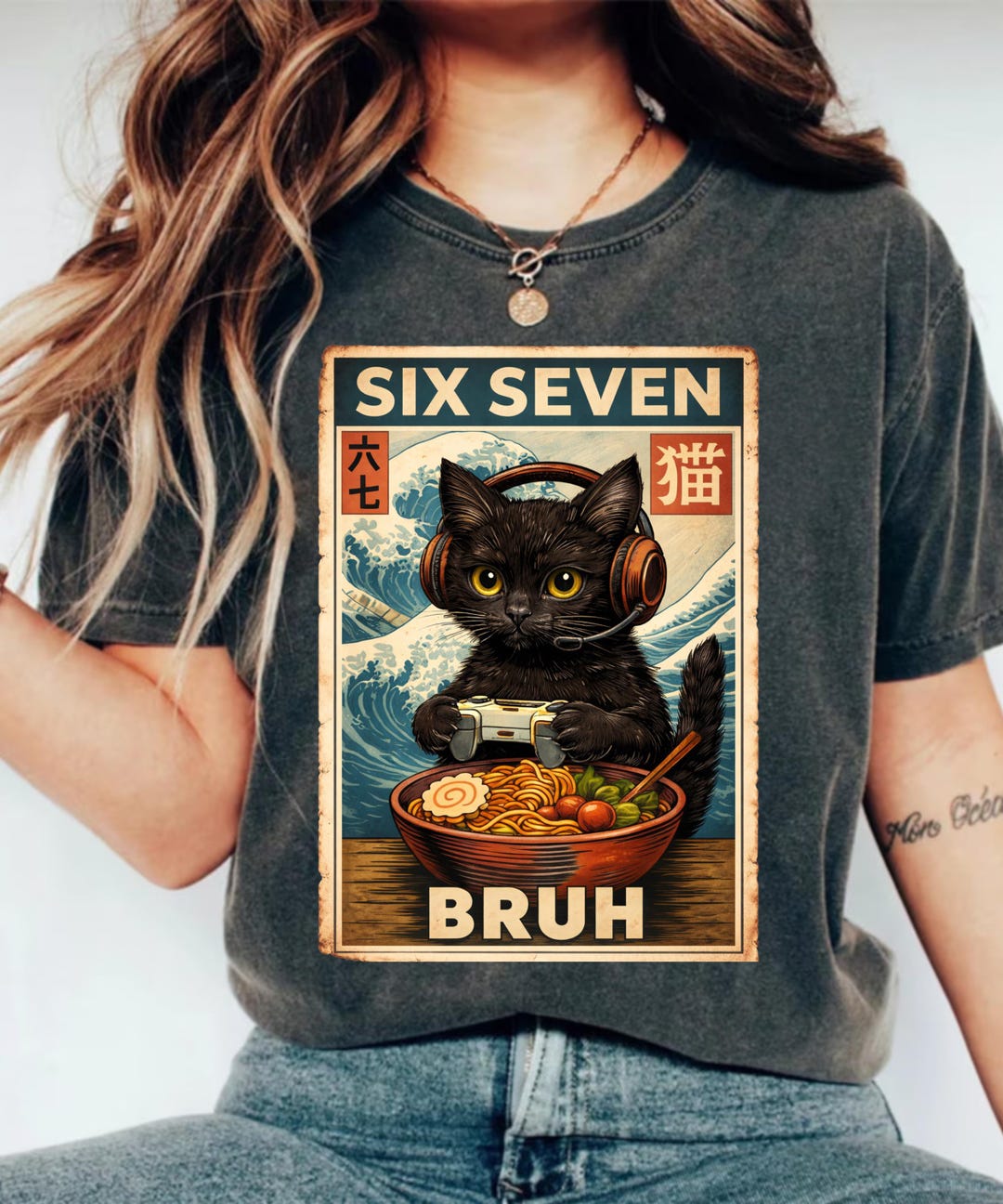 Six Seven Bruh Vintage Cat Meme PNG: Funny Cat Meme Retro Meme Lovers ...