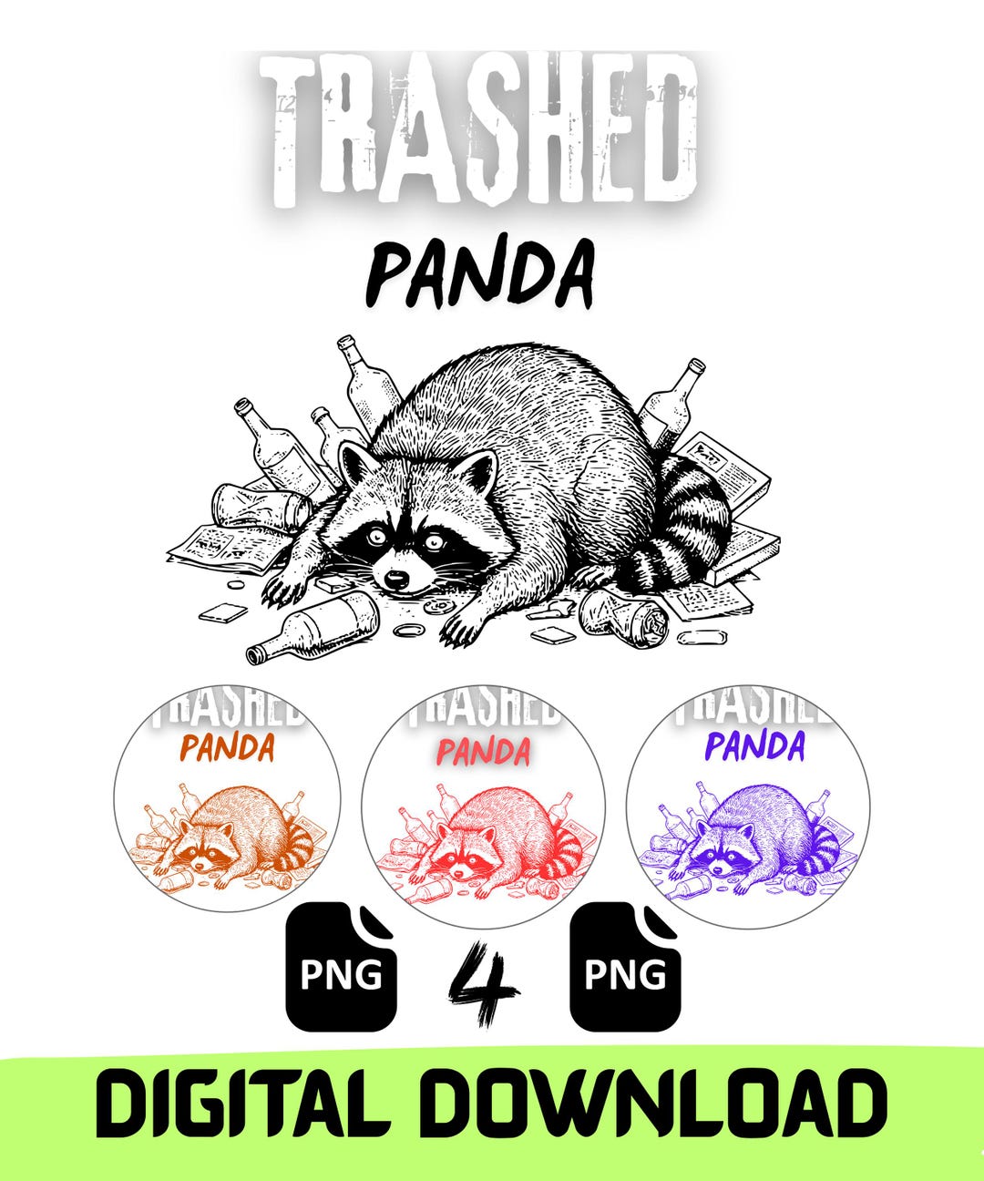 Trashed Panda Funny Racoon PNG, Trash Can Panda Animal Meme, Raccoon ...