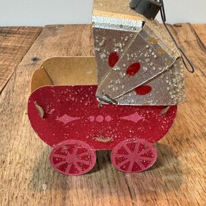 Adorable Rare and Vintage Cardboard Sugared and Glitter Baby Carriage ...