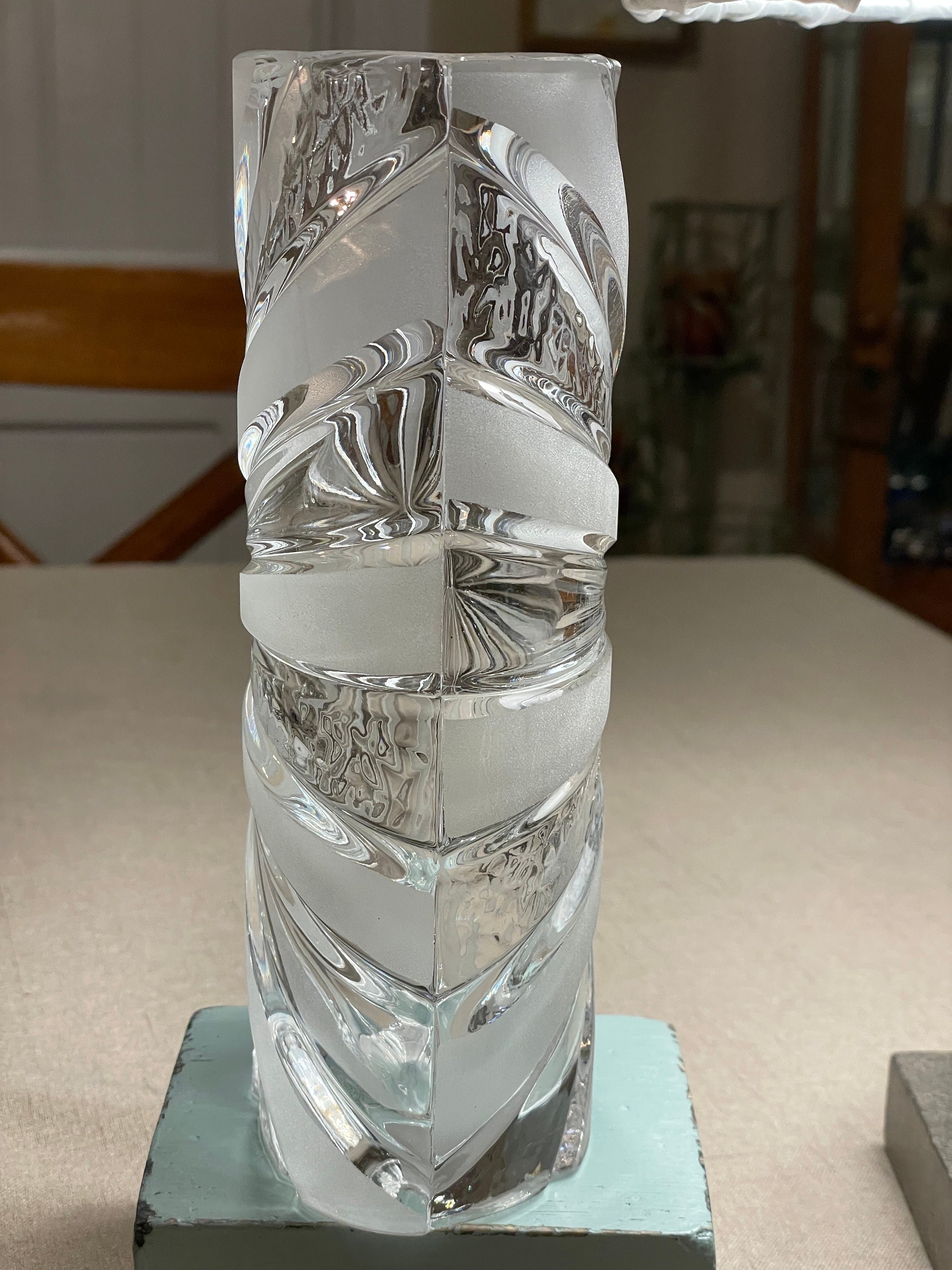 Vintage Joska Bleikristall Crystal Vase Clear Opaque Frosted Sunray ...