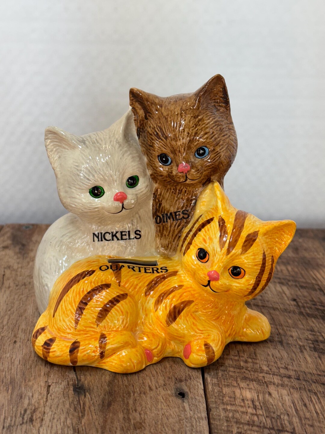 Super Adorable Vintage Pre-loved Cat Bank Three Cats for Separate ...