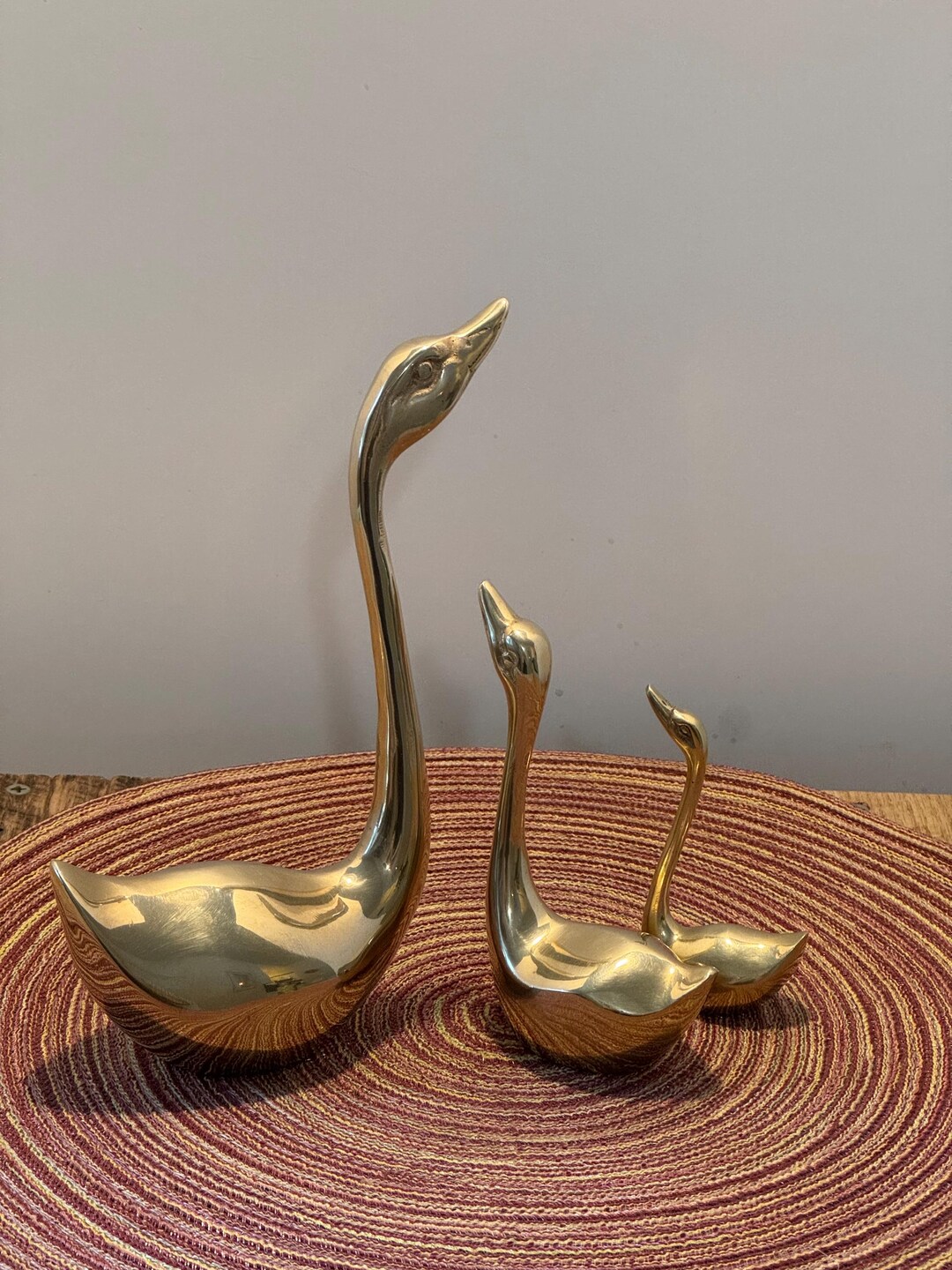 3 Gorgeous Vintage Solid Brass Swans Made in Korea Mid-century Modern ...