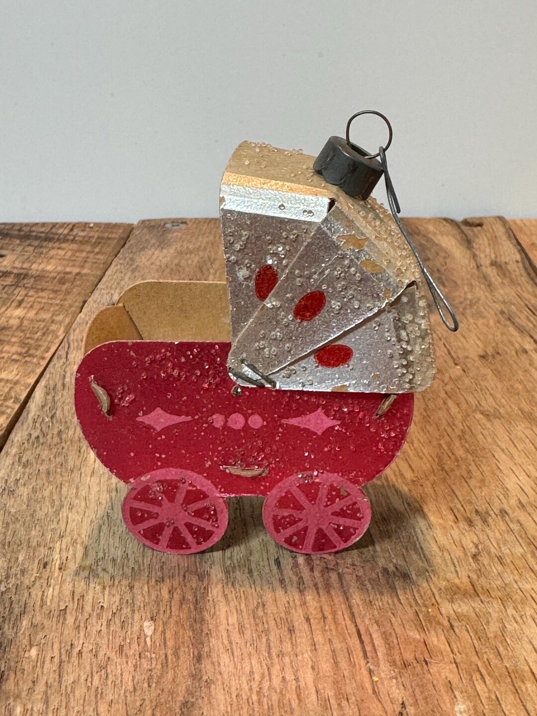 Adorable Rare and Vintage Cardboard Sugared and Glitter Baby Carriage ...