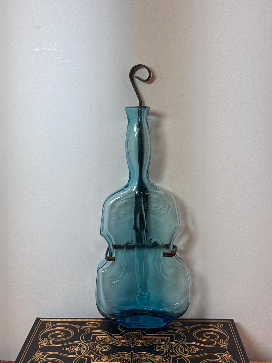 Beautiful Vintage Pre-loved 10" Tall Blue Glass Violin or Cello Wall ...