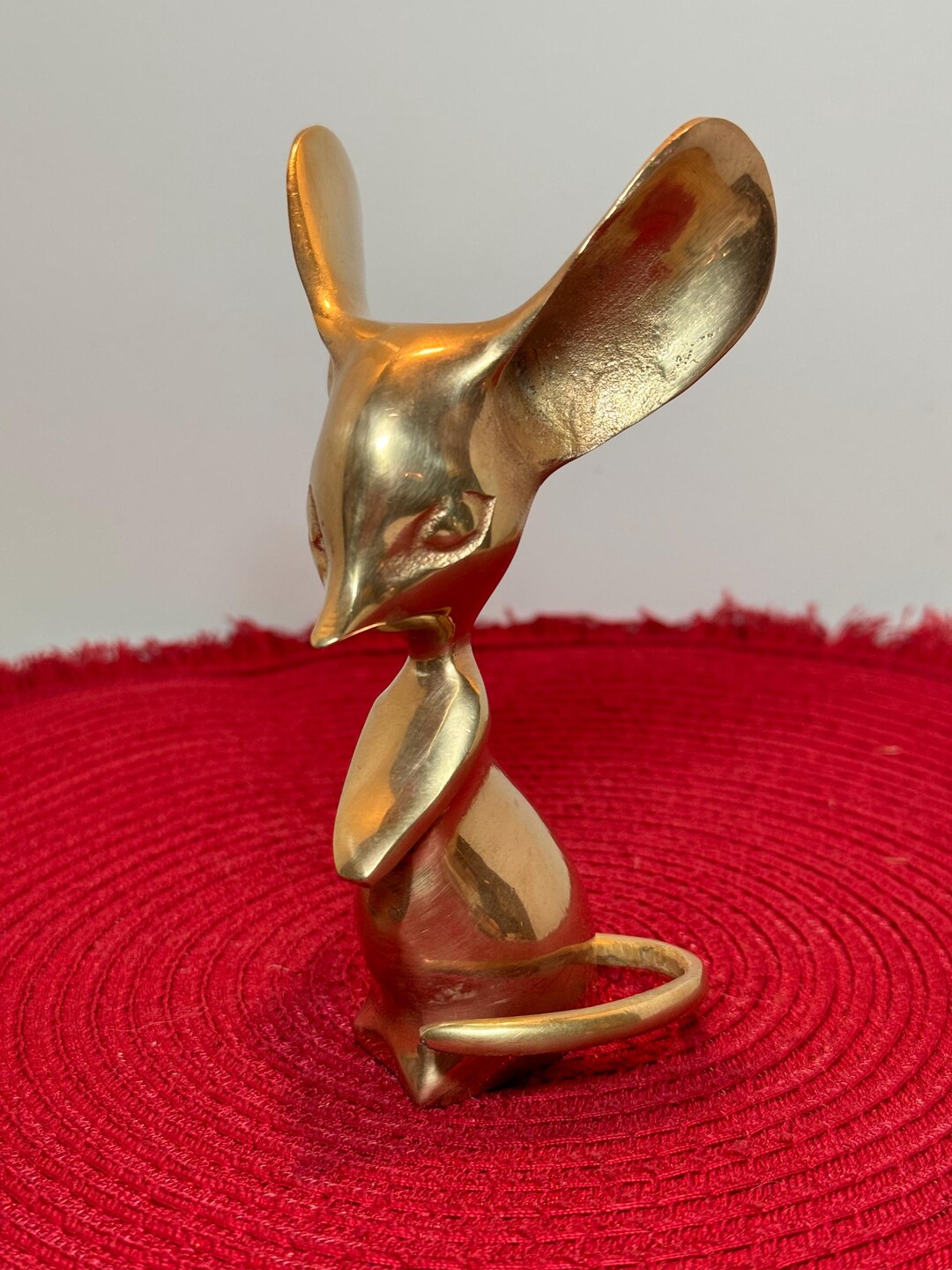 Adorable Vintage Mid-century Solid Brass Big Eared Mouse Made in Korea ...