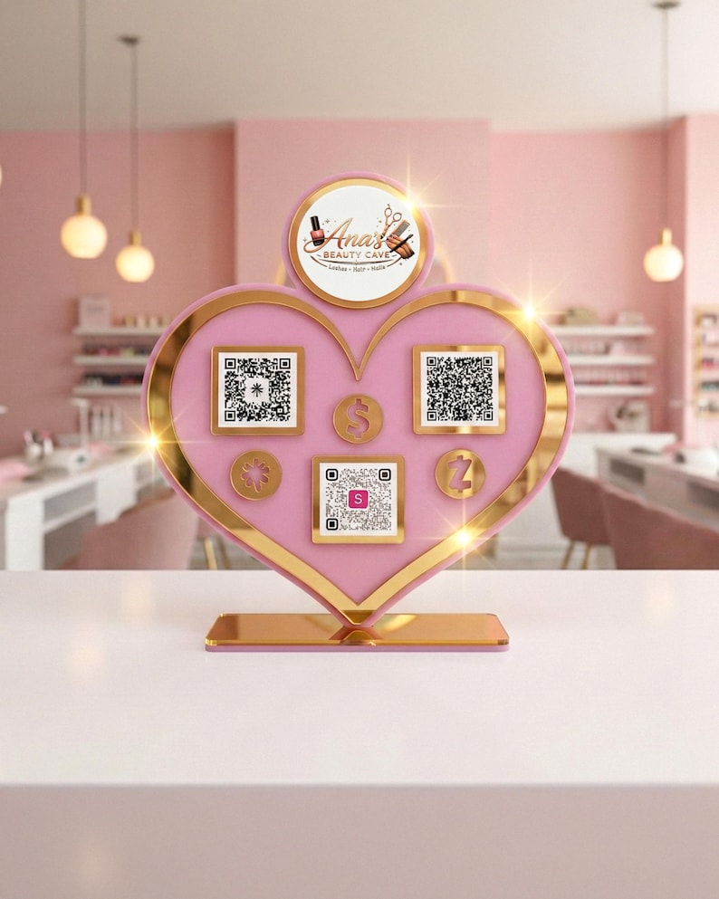 Personalized Heart Acrylic QR Code Sign | Custom Business Payment ...