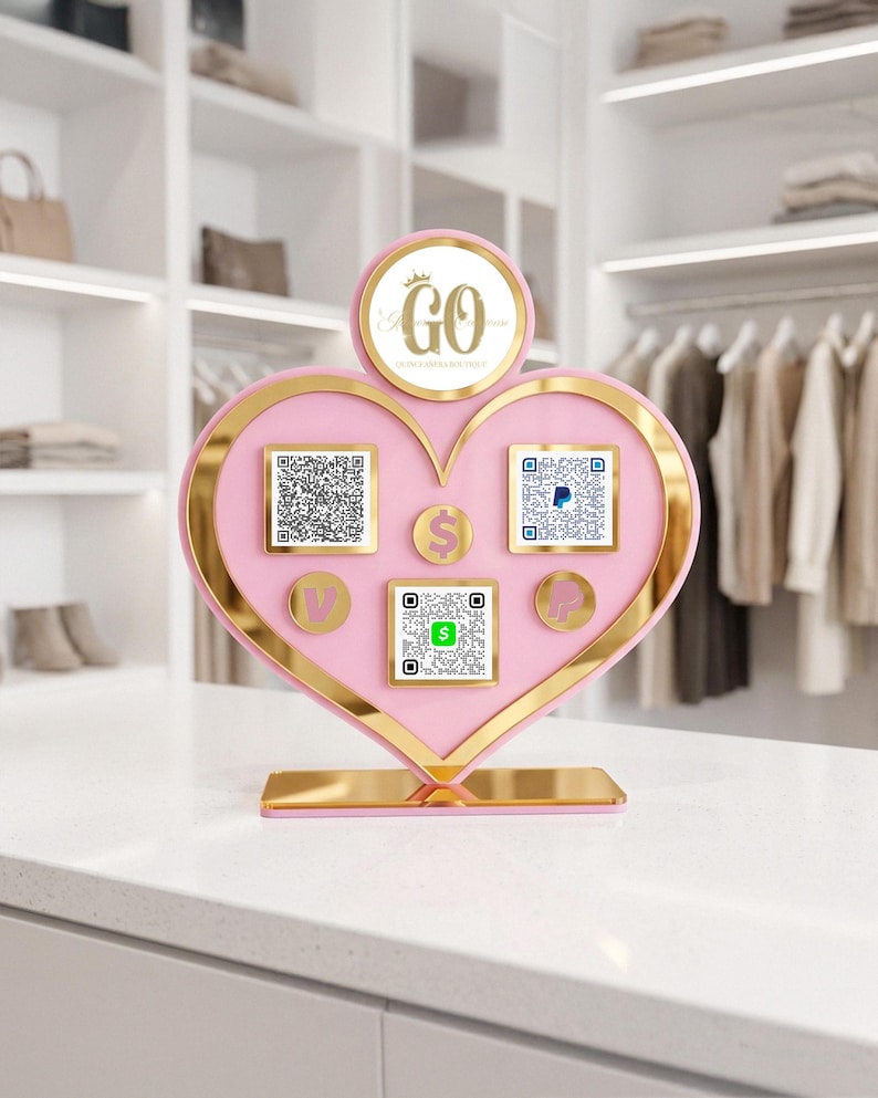 Personalized Heart Acrylic QR Code Sign | Custom Business Payment ...