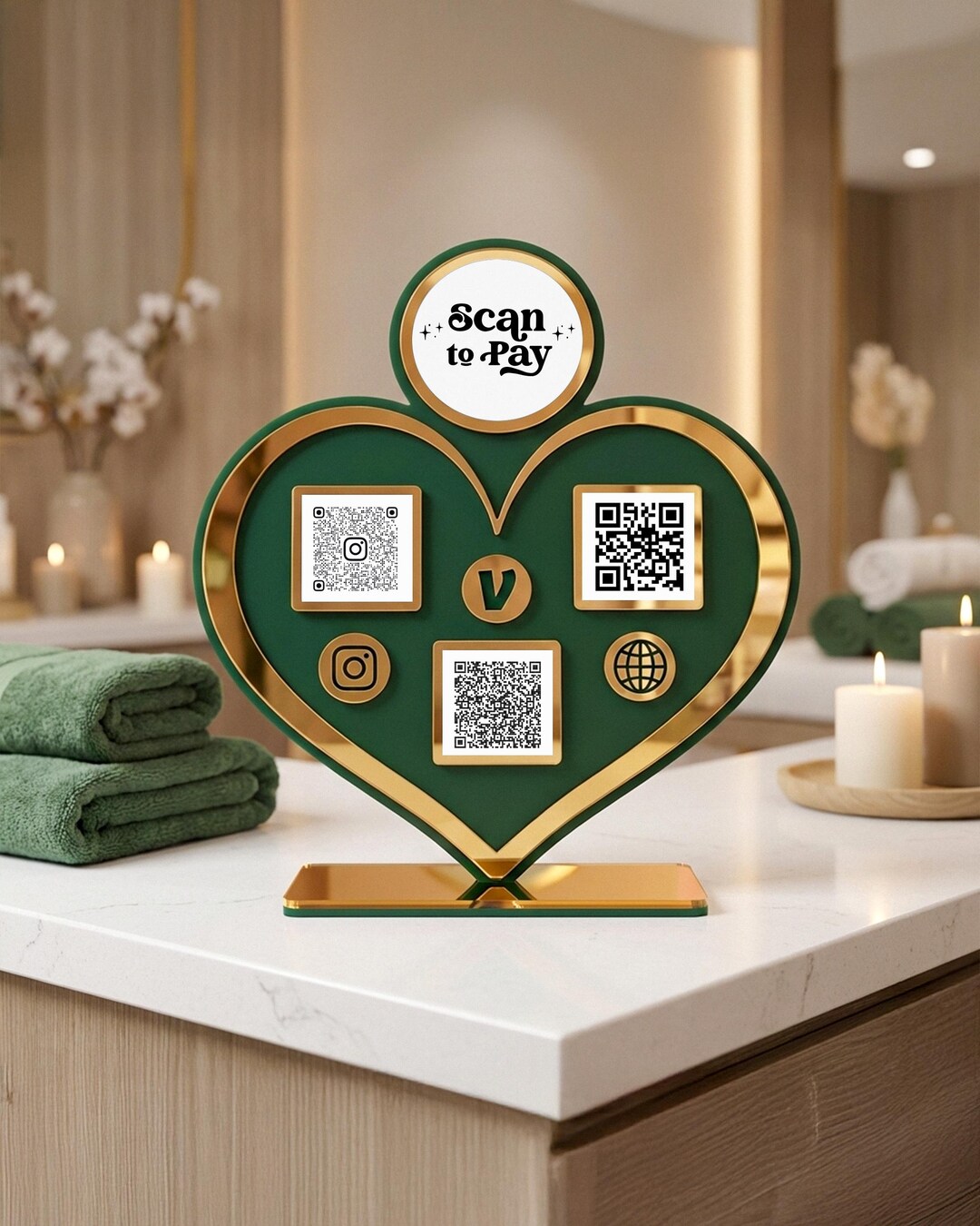 Personalized Heart Acrylic QR Code Sign | Custom Business Payment ...