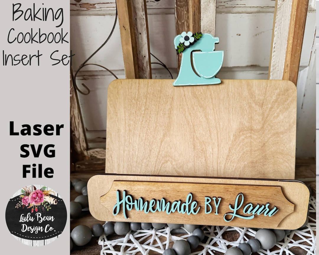 Cookbook Holder Set Baking Mixer Homemade by Name Interchangeable SVG ...