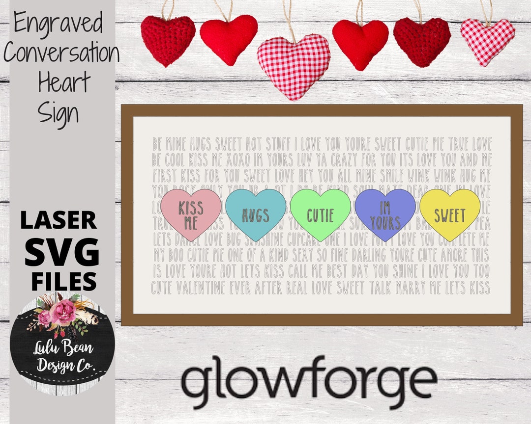 Valentines Day Conversation Heart Engraved Word Sign SVG Digital Cut ...