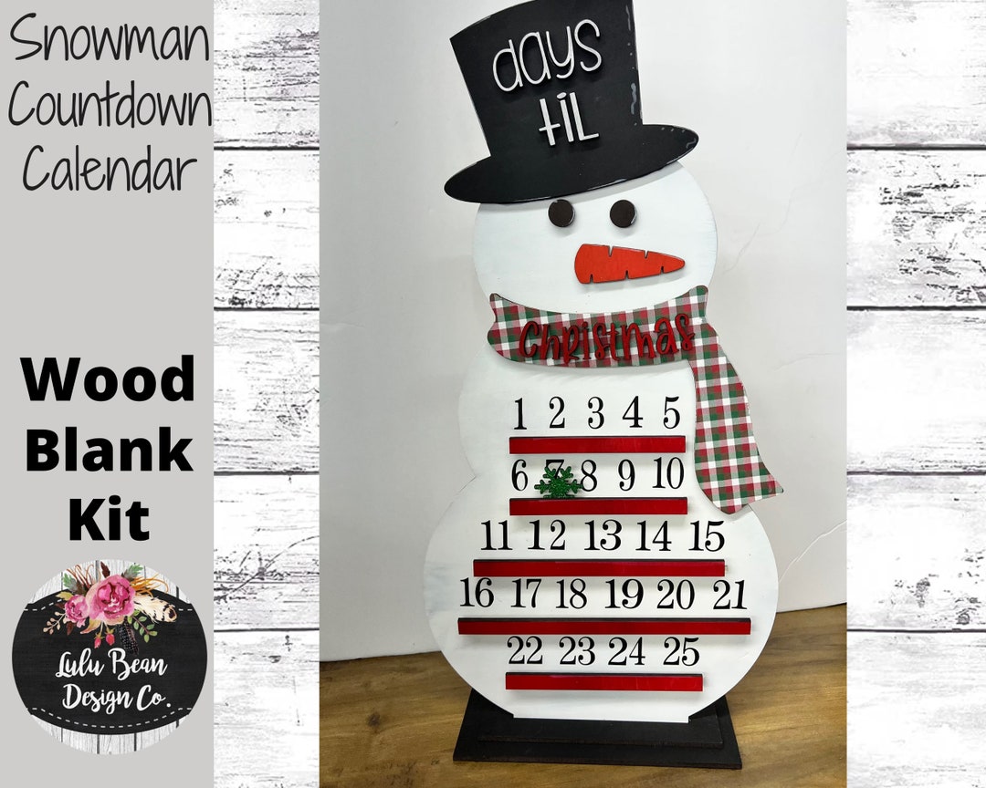 Christmas Countdown Snowman DIY Kit Sign Cutout Shapes, Unfinished Wood ...