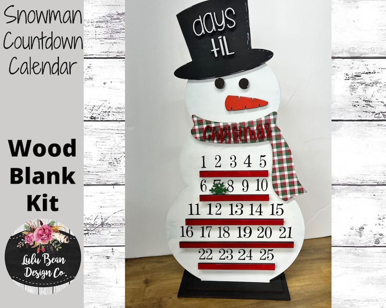 Christmas Countdown Snowman DIY Kit Sign Cutout Shapes, Unfinished Wood ...