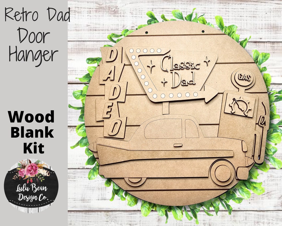 Retro Dad 50s Classic Car Dadeo Father's Day DIY Door Hanger Kit Round ...