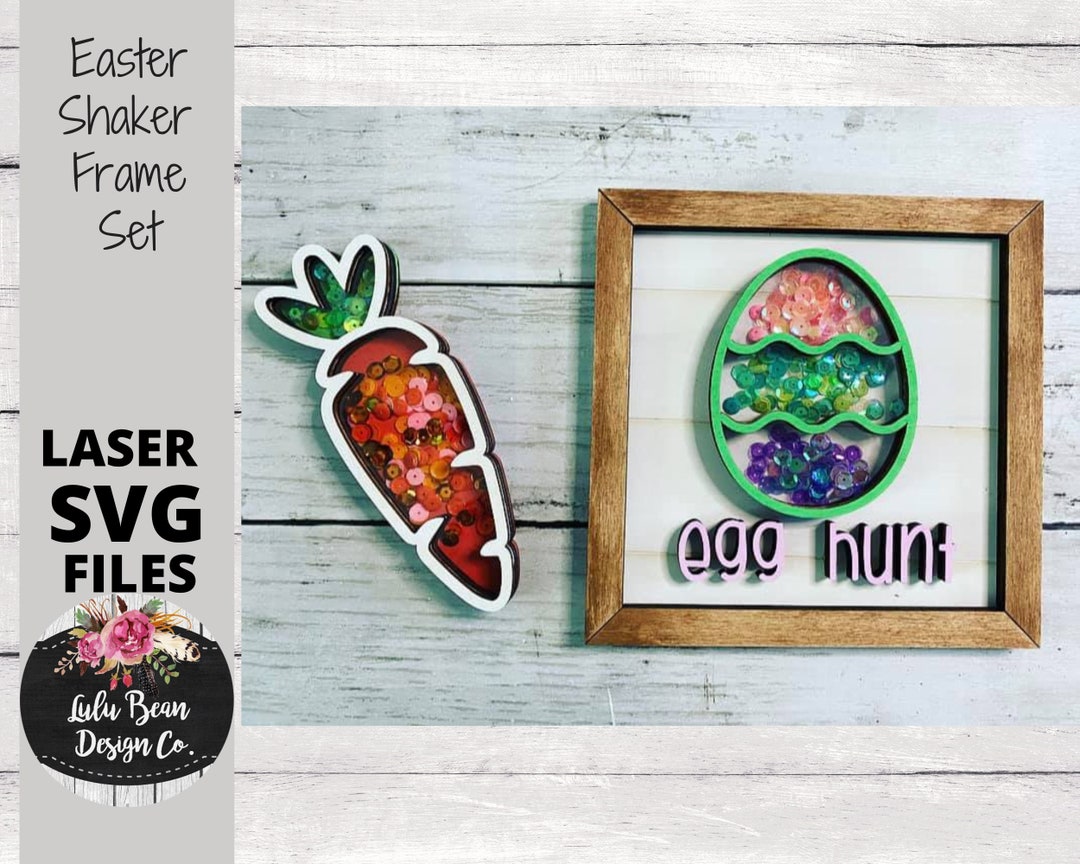 Easter Shaker Frame Set Sign SVG File Digital Laser Wood Glowforge ...