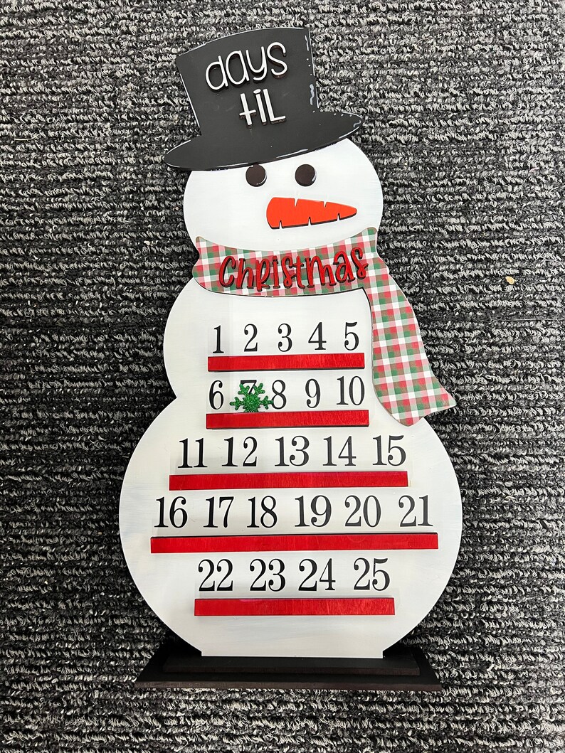 Snowman Countdown to Christmas Calendar SVG Laser File Wood Digital ...