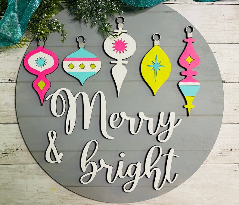 Merry and Bright Christmas Ornament Door Hanger SVG Laser Glowforge ...