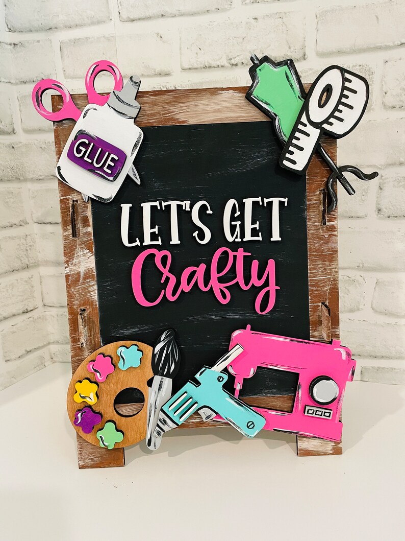 Let's Get Crafty Interchangeable Chalkboard Sandwich Board Set SVG File ...