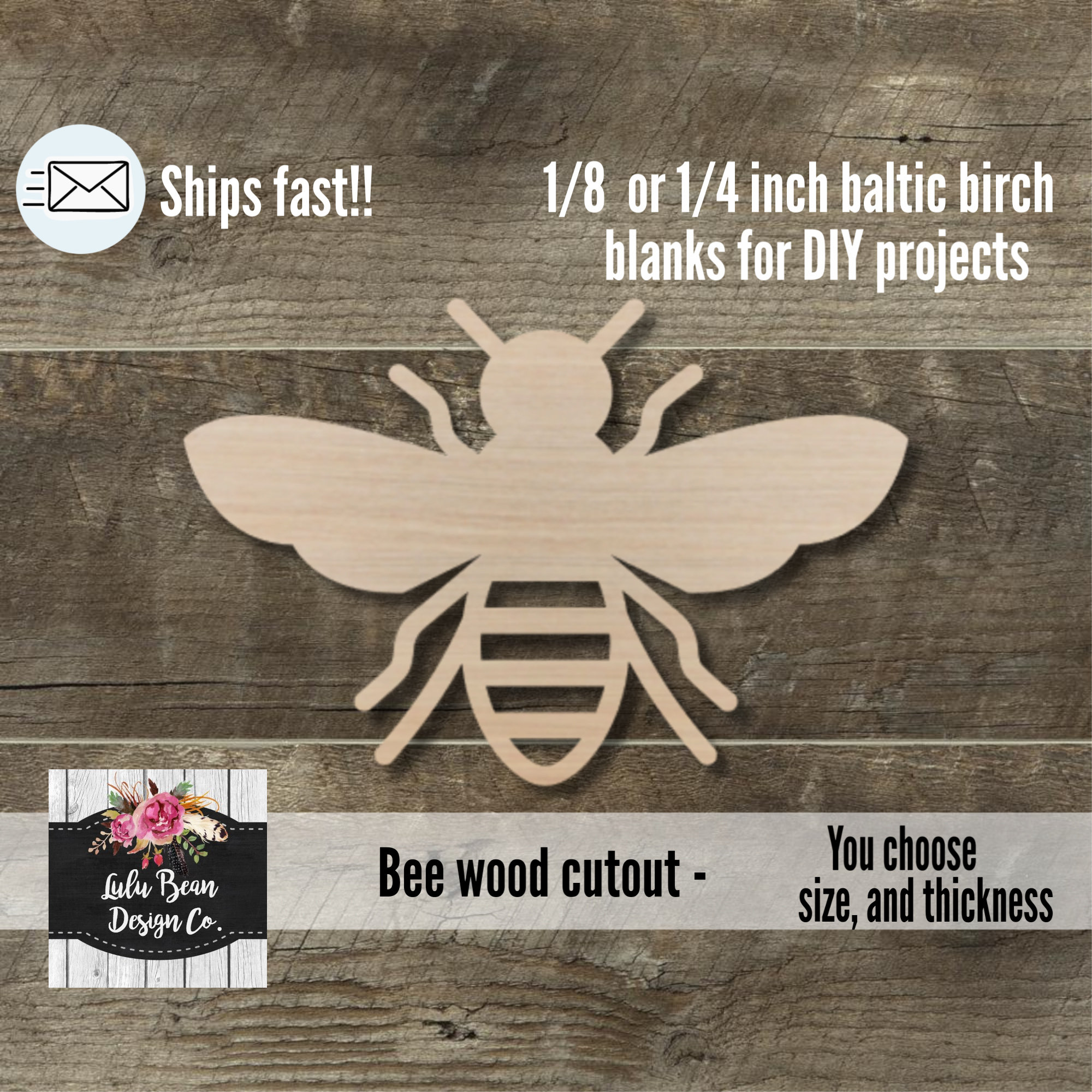 Wood Bee Cutout Shape, Unfinished Wood Laser Cut Shape, DIY Craft ...