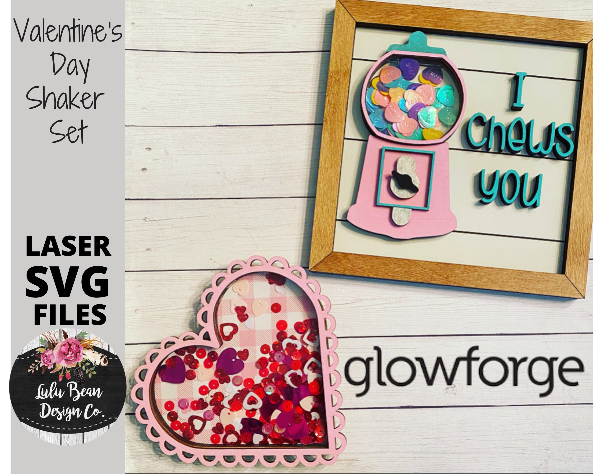Valentines Day Gumball Machine Heart Shaker Set Frame Shiplap - Etsy