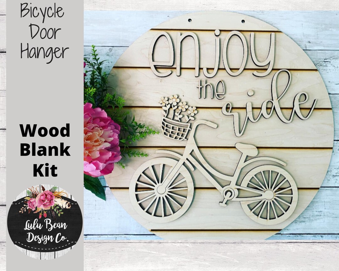 Enjoy the Ride Spring Bicycle Round Sign Cutout Shapes, Door Hanger ...