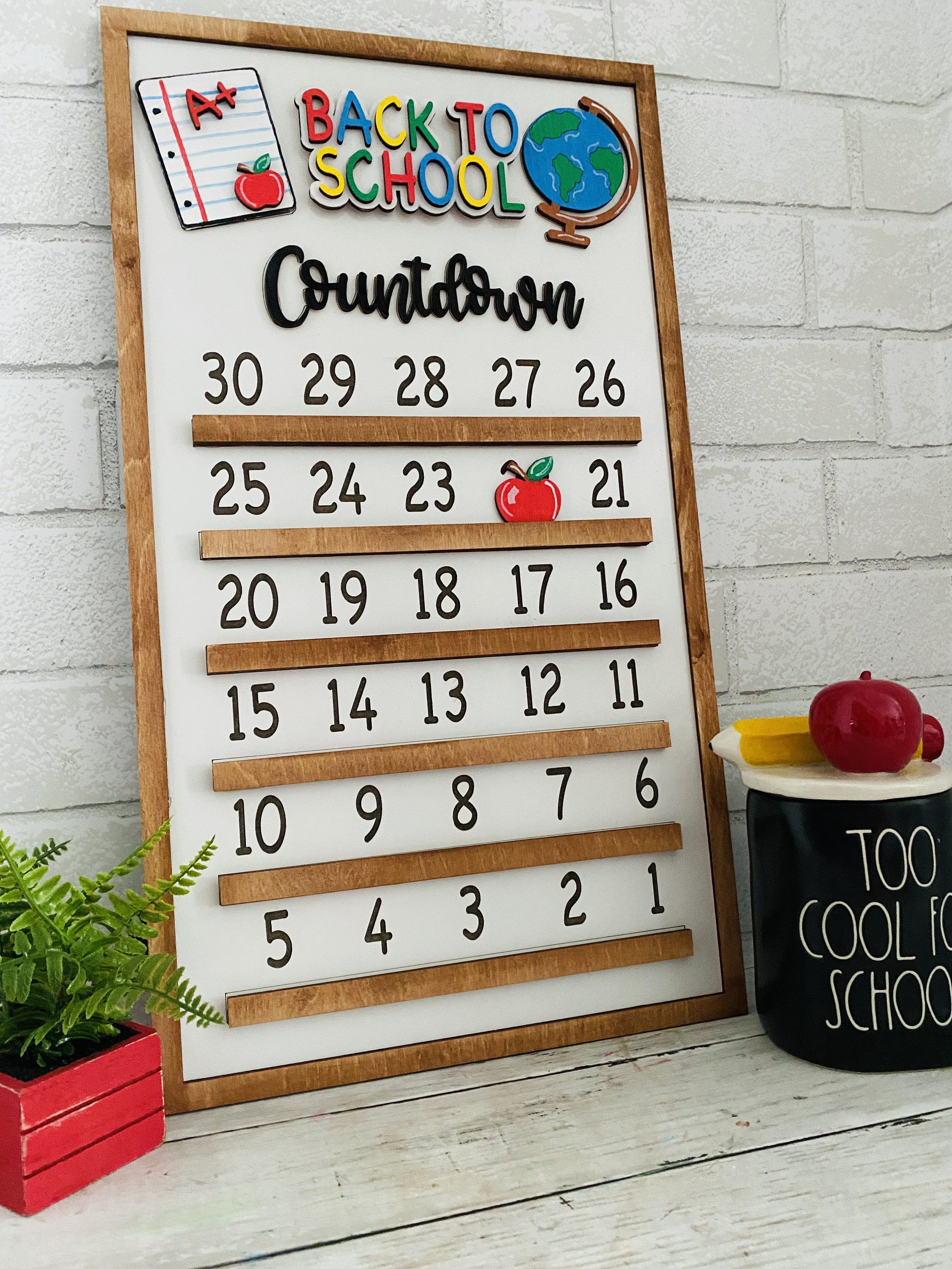 School Countdown Calendar SVG Interchangeable Laser File Wood - Etsy