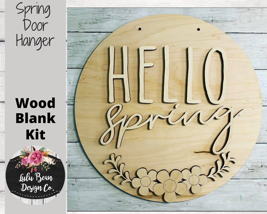Hello Spring Flowers Floral Round Sign Cutout Shapes, Door Hanger ...