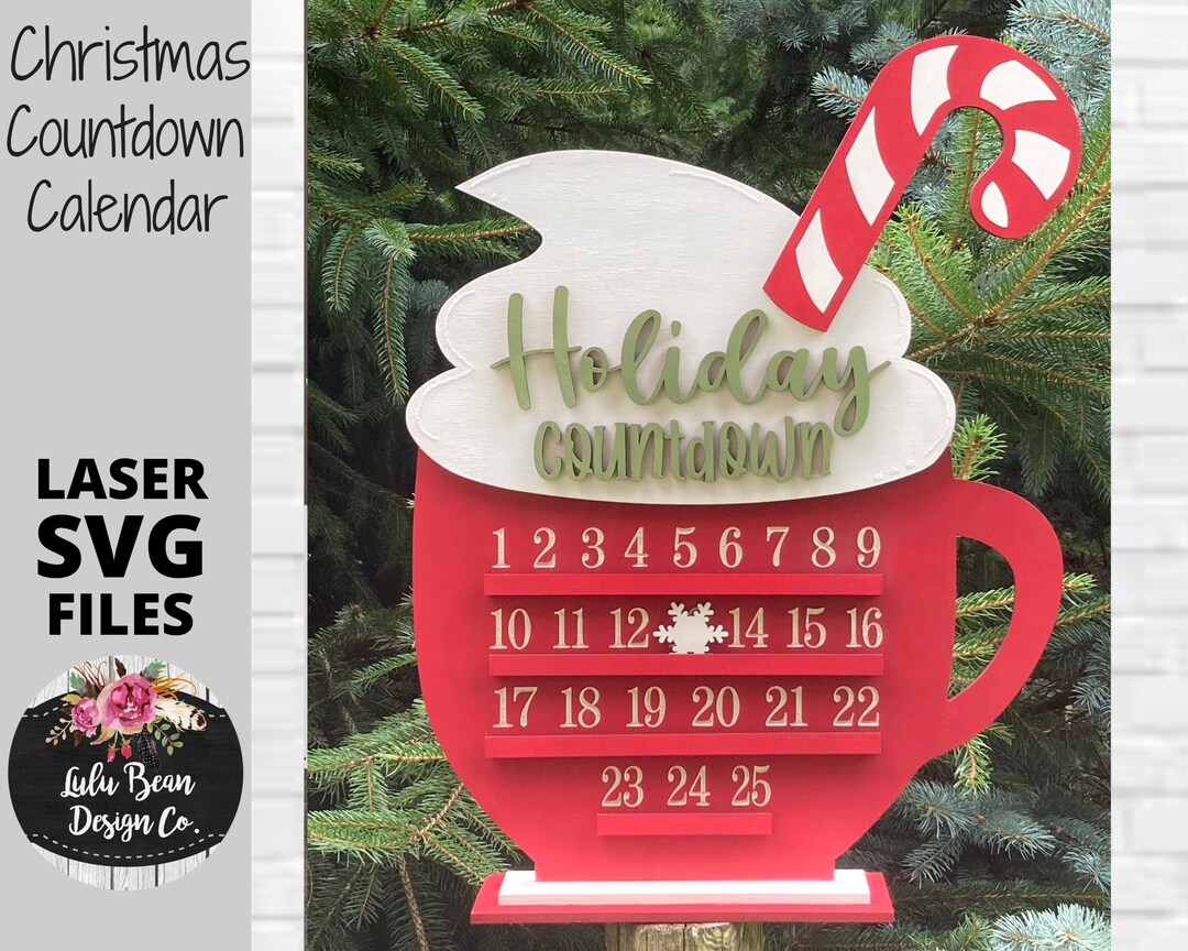 Christmas Hot Cocoa Mug Countdown Calendar SVG Laser Glowforge File ...