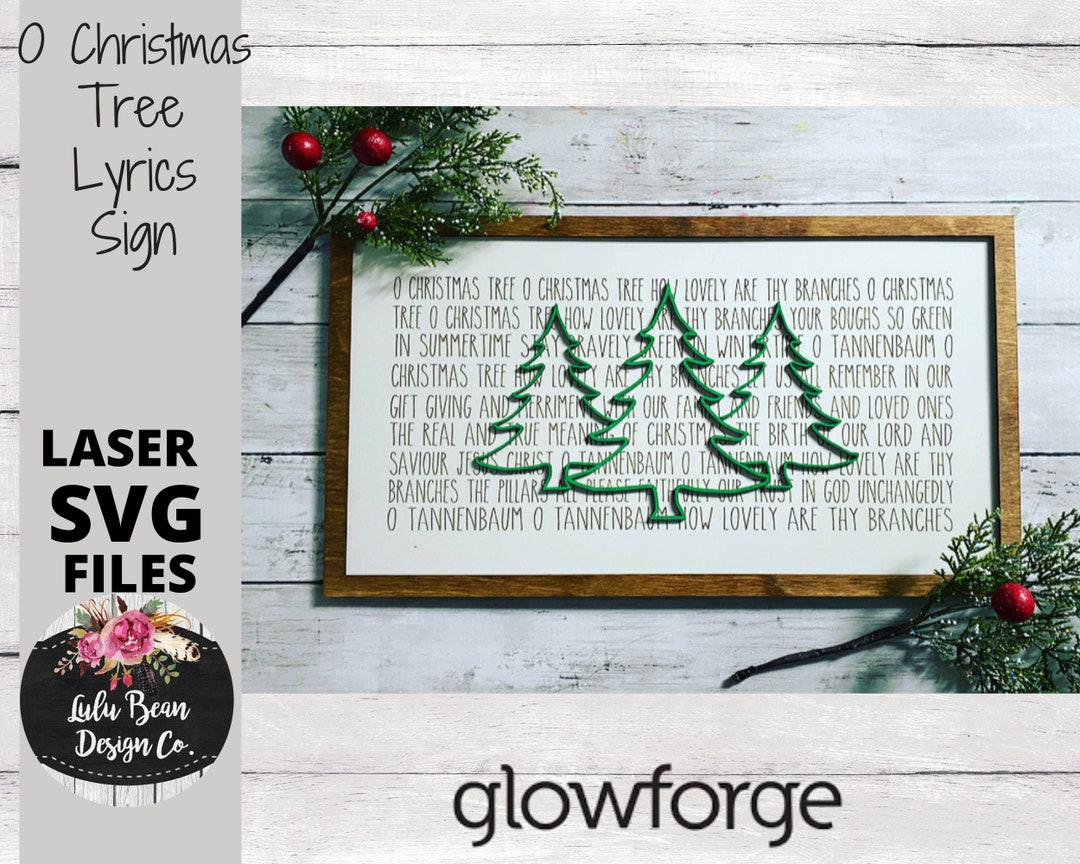 O Christmas Tree Lyrics Engraved Word Sign Digital Cut File Laser Wood ...