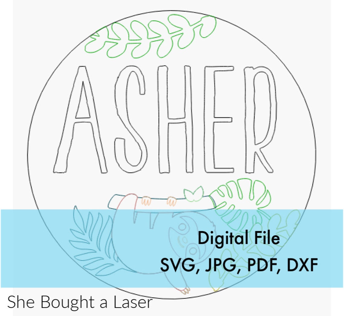 Sloth Nursery Name Sign Round Digital Cut File Laser Wood - Etsy