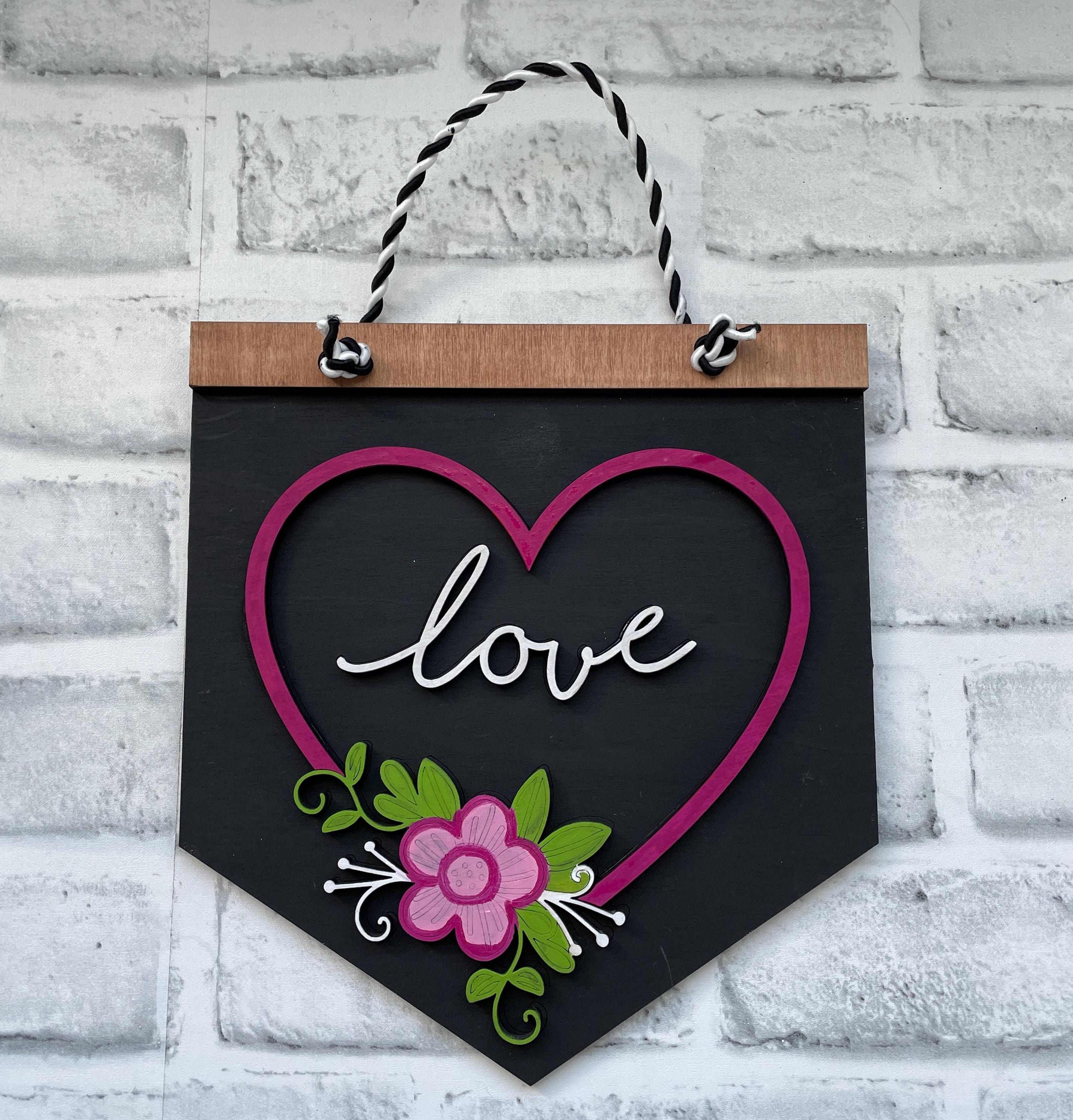 Valentines Day Pennant Banner Love Floral Sign Box DIY Paint Kit SVG ...