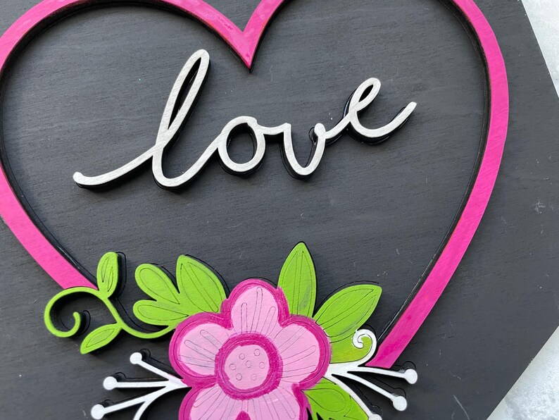 Valentines Day Pennant Banner Love Floral Sign Box DIY Paint Kit SVG ...